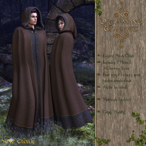 Second Life Marketplace - Dreaming Thicket - Yew Cloak - Chestnut