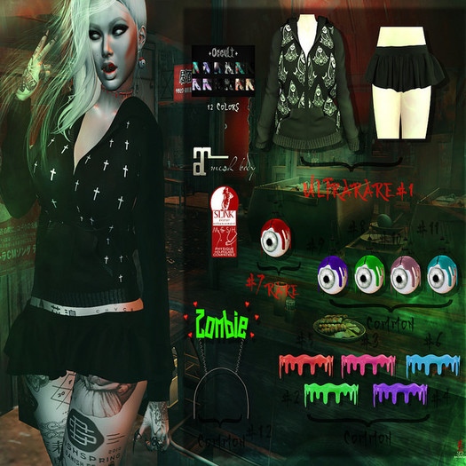 Second Life Marketplace - +Occult + Zombie Fanatic Bloody Necklace (Purple)