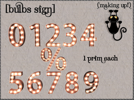 Second Life Marketplace - {MAKING UP!} NUMBERS Bulbs Sign