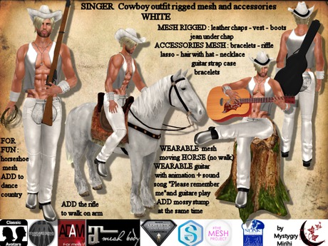 Second Life Marketplace - DEMO Hold Up Cowboy black outfit mesh rigged ...