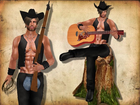 Second Life Marketplace - Singer Cowboy dark grey outfit mesh rigged ...