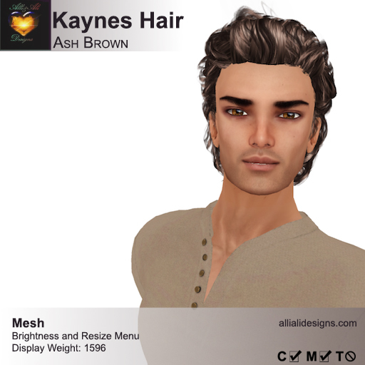 Second Life Marketplace - A&A Kaynes Hair Mesh Ash Brown (FUNCTIONAL ...