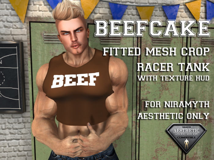 Second Life Marketplace - [BEEFCAKE] BEEF Crop Racer Tank - Niramyth ...