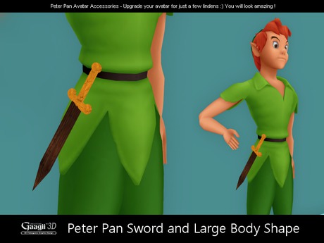 Second Life Marketplace - Gaagii - Peter Pan Sword and Larger Body Shape