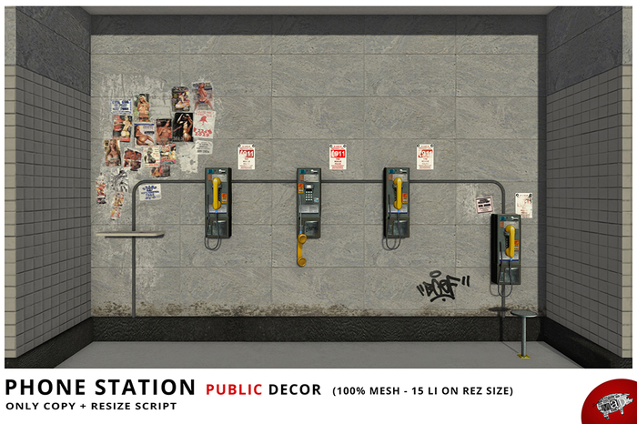 Second Life Marketplace - Mad' - Phone Station - Public [DECOR]