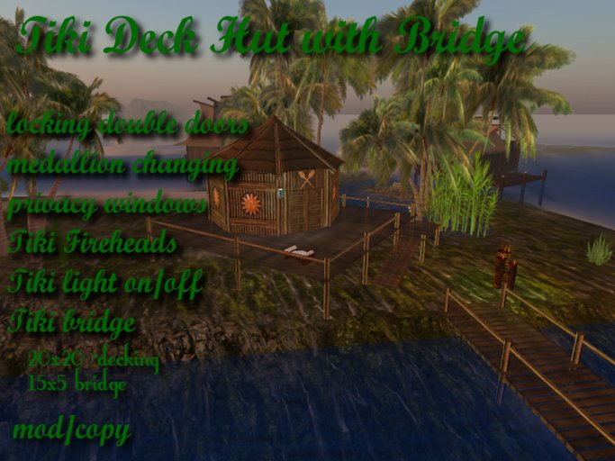 Second Life Marketplace - Tiki Deck Hut with Bridge