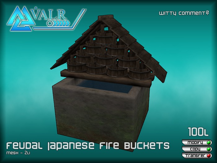 Second Life Marketplace - [VALR] Feudal Japanese Fire Buckets