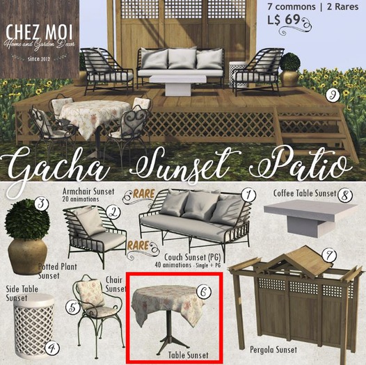 Second Life Marketplace - Table Bistro Sunset * CHEZ MOI