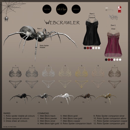 Second Life Marketplace - S&P Webcrawler Bikini Lara black (rez to unpack)