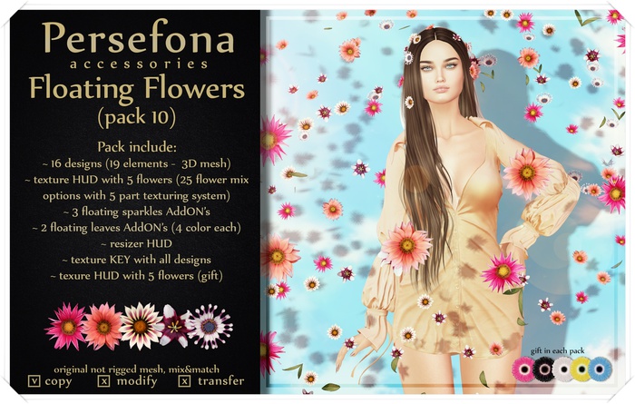 Second Life Marketplace - Persefona Floating Flowers (pack 10)