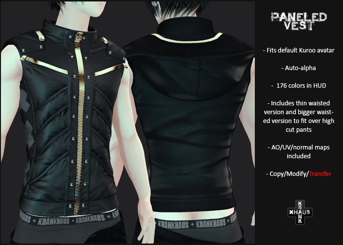 Second Life Marketplace - krankhaus - Kuroo - Paneled Vest