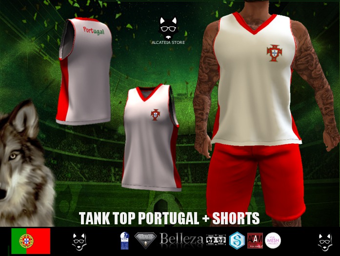 Second Life Marketplace - Alcateia - Tank Top Portugal + Shorts