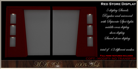 Second Life Marketplace - M.A. 3D Red Store Display 100% original mesh ...