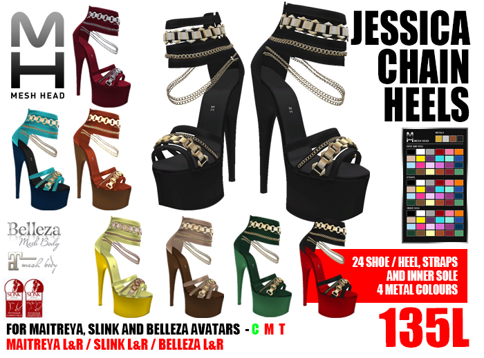 Second Life Marketplace - Mesh Head - Jessica Chain Heels - SLINK ...