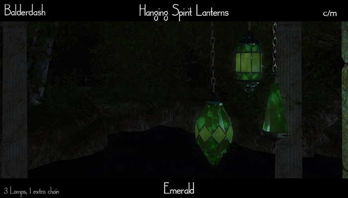 Second Life Marketplace - Balderdash -Hanging Spirit Lamps - Emerald