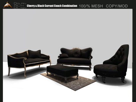Second Life Marketplace - [Dolphin Design] Cherry & Black Currant Couch ...