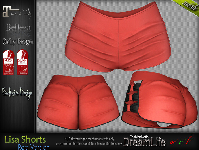 Second Life Marketplace - Lisa Female Bow Shorts RED - MESH - Maitreya ...
