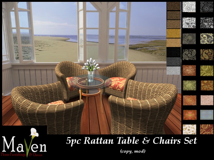 Second Life Marketplace - Discontinued 5pc Rattan Wicker Chairs & Table ...
