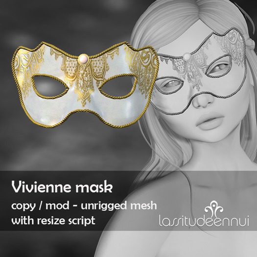 Second Life Marketplace - lassitude & ennui Vivienne mask - silver