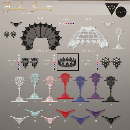 Second Life Marketplace - ERSCH & BEO - Boudoir Secrets gacha - Crown_BLACK