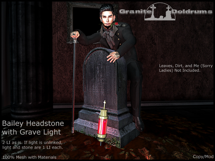 Second Life Marketplace - Bailey Headstone with Grave Light