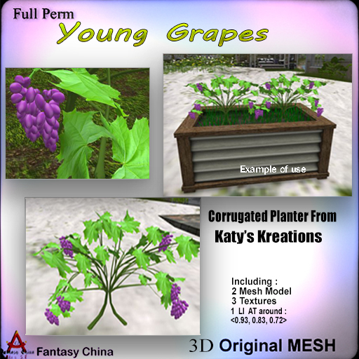 Second Life Marketplace - FC- Full Perm Mesh Young Grapes bp