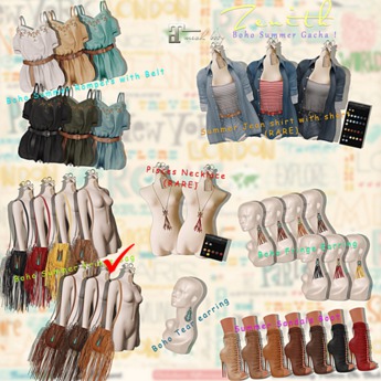 Second Life Marketplace - =Zenith=Boho Summer Fringe Bag (Redwood) -rigged