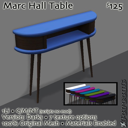 Second Life Marketplace - % Marc Hall Table (dark wood) *MESH*