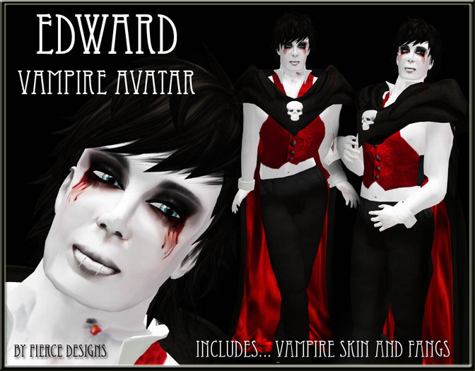 Second Life Marketplace - :;FIERCE DESIGNS:: Edward (vampire avatar)