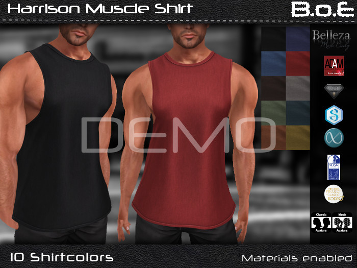 Second Life Marketplace - B.o.E - DEMO - Harrison Muscle Shirt (box)