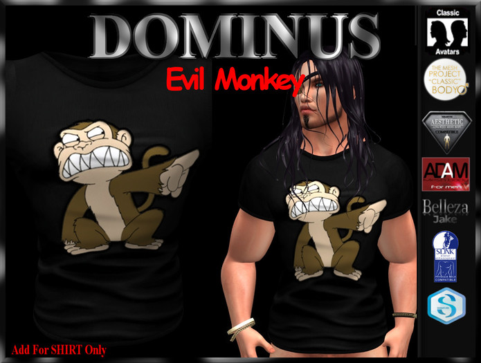 Second Life Marketplace - ~DOMINUS~EVIL MONKEY TSHIRT (BOXED)