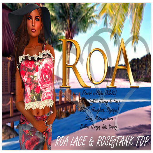 Second Life Marketplace - ROA lace & roses tank