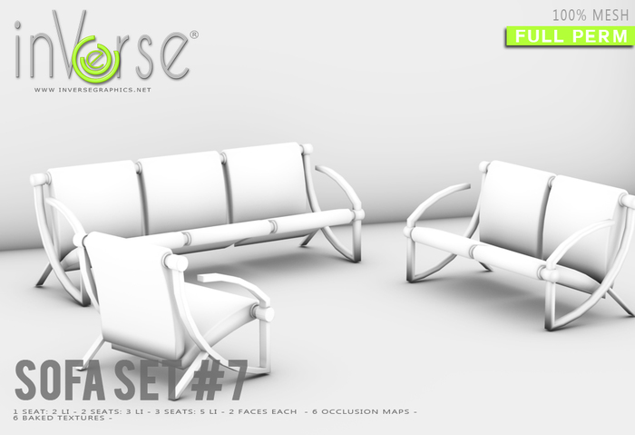 Second Life Marketplace - ☰ inVerse ☰ Sofa Set #7 full permission bxd