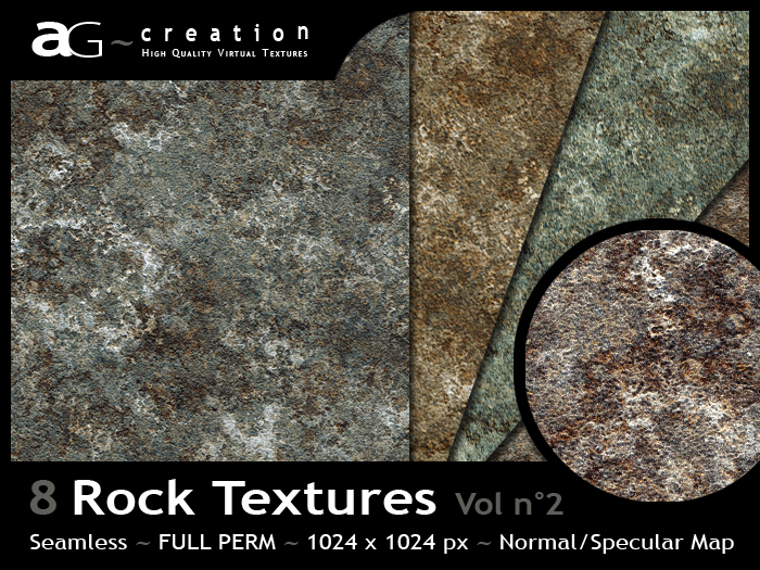 Second Life Marketplace - ~AG~ Creation ~ 8 Rock Textures Vol n 2 Full Perm