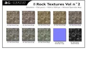 Second Life Marketplace - ~AG~ Creation ~ 8 Rock Textures Vol n 2 Full Perm