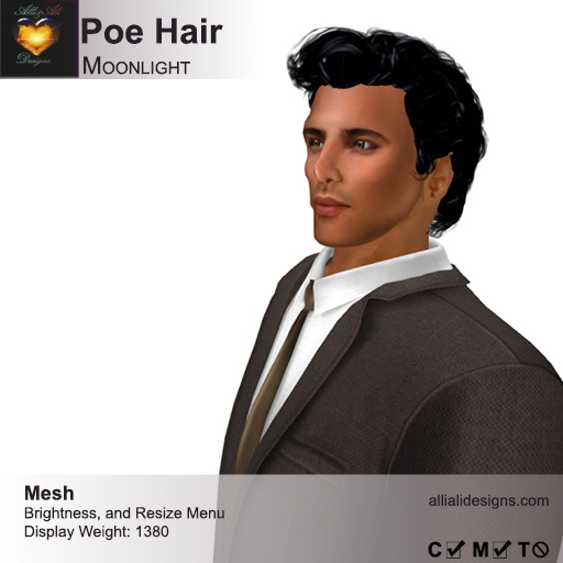 Second Life Marketplace - A&A Poe Hair Moonlight (FUNCTIONAL DEMO ...