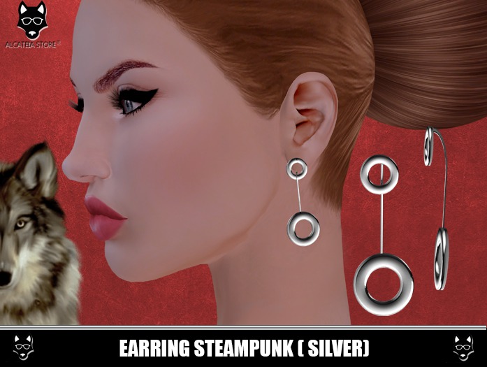 Second Life Marketplace - Alcateia - Earring Steampunk (Silver)