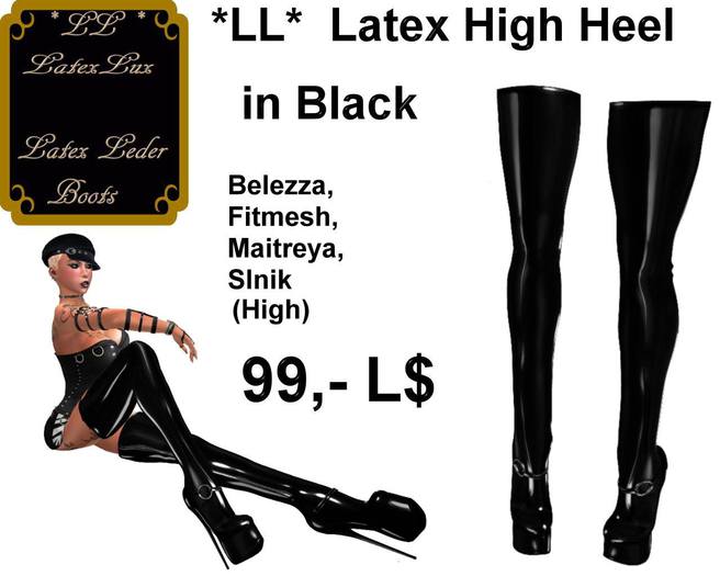 Second Life Marketplace Ll Black Latex High Heel