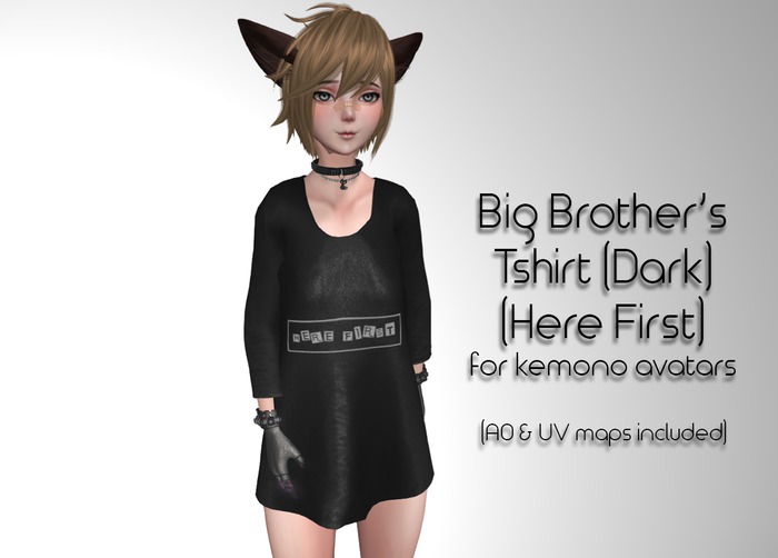 Second Life Marketplace - Kemono Big Brother's Tshirt (Dark) (Here First)