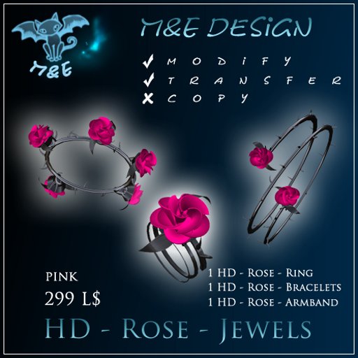 Second Life Marketplace - ! M&E ! HD-Rose-Jewels pink
