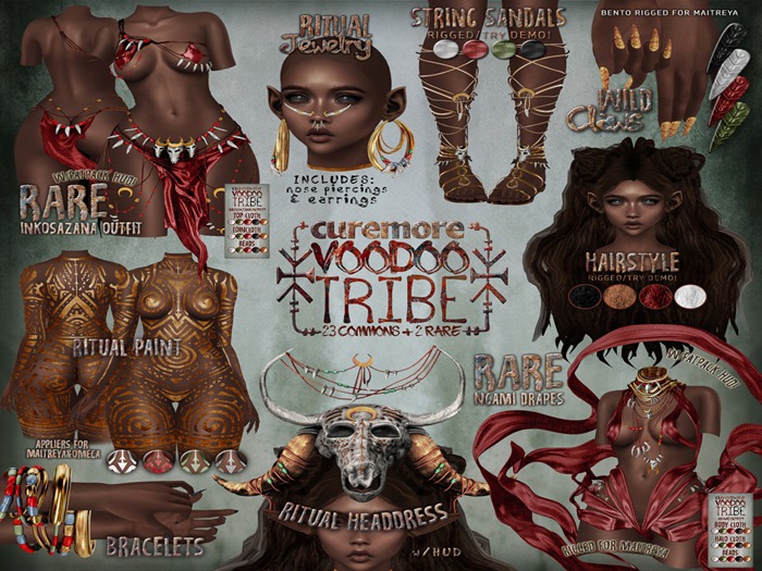 Second Life Marketplace - CUREMORE / Voodoo Tribe / Ritual Paint / GREEN