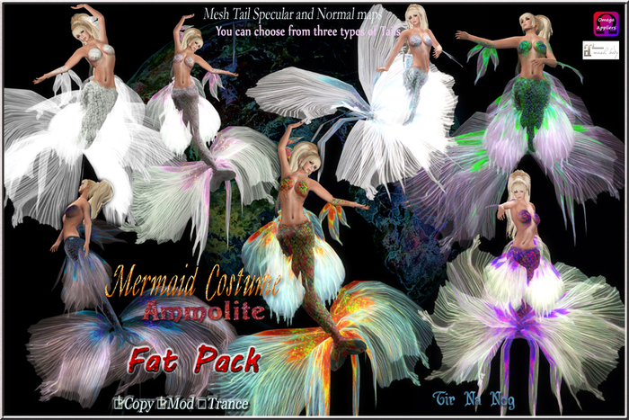 Second Life Marketplace - **TNN**Mermaid costume =Ammolite FAT PACK=