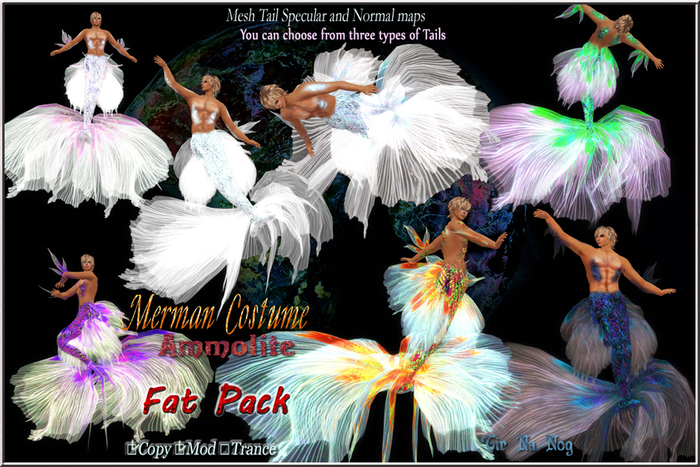 Second Life Marketplace - **TNN**Merman costume =Ammolite FAT PACK=