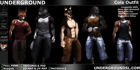 Second Life Marketplace - [UG MESH] Cole Outfit Furry