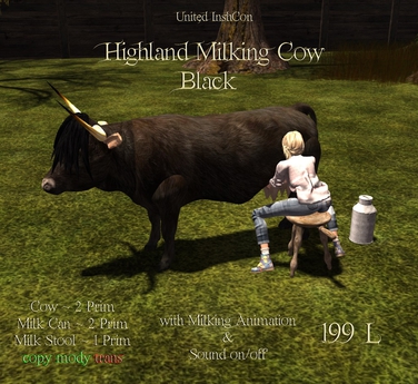 Second Life Marketplace - *UI* Highland Milking Cow Black v