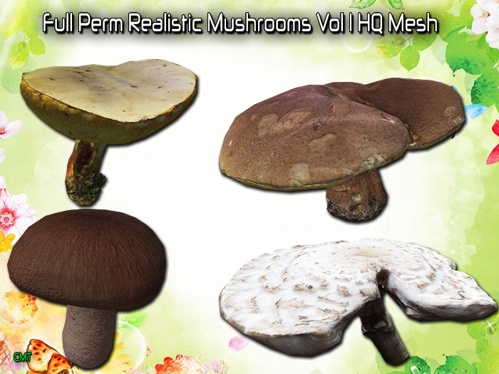Second Life Marketplace - Full Perm Realistic Mushrooms Vol 1 HQ Mesh