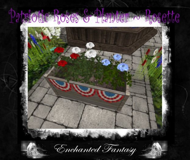 Second Life Marketplace - Patriotic Roses & Planter ~ Rosette Bunting (Mesh)