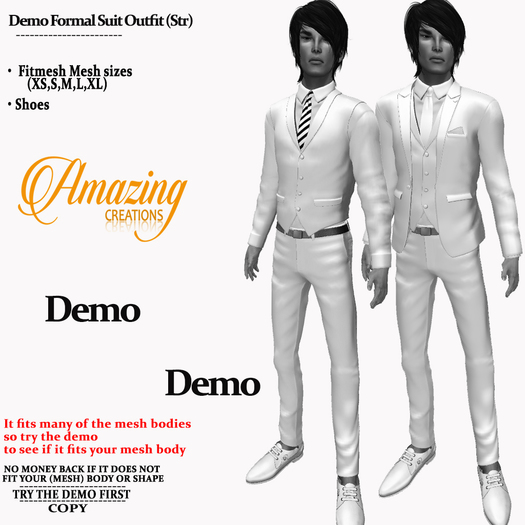 Second Life Marketplace - AmAzINg CrEaTiOnS Demo Formal Suit Outfit (Str)