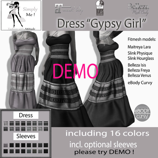 Second Life Marketplace - [Simply Me!] Dress "Gypsy Girl" - DEMO
