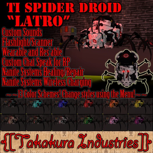Second Life Marketplace - TI Spider Droid "Latro" OS3 by {[Takakura]}
